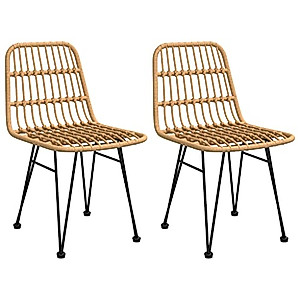 vidaXL 2X Patio Chairs Garden Outdoor Lawn Terrace Balcony Backyard Dining Dinner Dinette Sitting Chair Seat Seating Furniture PE Rattan