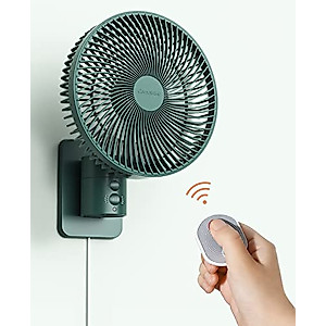 Oscillating Wall Mount Small Fan with Remote Control and Timer, 8.5Inch, 4 Speeds, Included Adapter, 120° Adjustable Tilt, High Velocity, 70Inch Cord, Quiet, for RV Bedroom Kitchen Gym, Garage,12 W