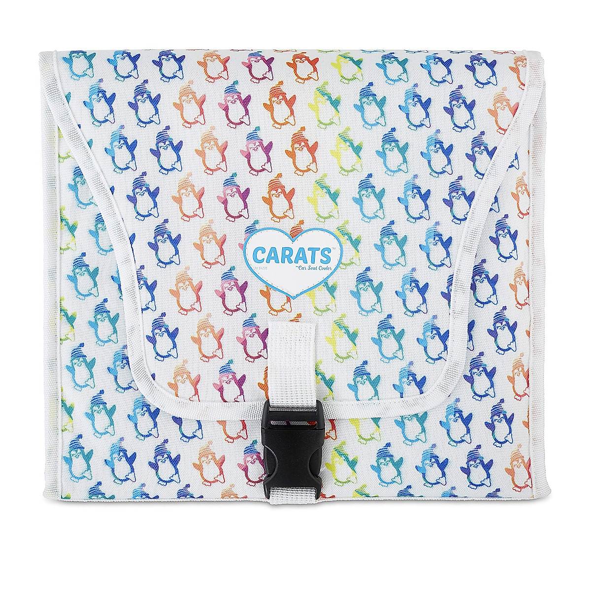 Carats Car Seat Cooler for Baby with COOLTECH - Baby Car Seat Cooling Pad (Penguin Rainbow)