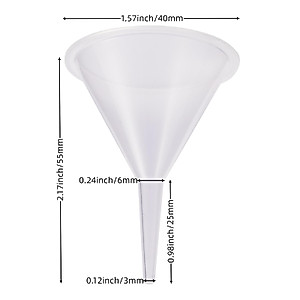 12 Pcs Small Funnel Clear 1.57inch Plastic Mini Funnel Kitchen Funnels for Lab, Powder,Capsule,Oils, Filling Bottles, Urn Funnel Filling Kit,Essential Oil,Perfume