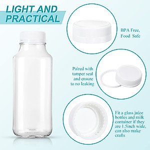 50 Pcs Plastic Bottle Caps 38 mm for Empty Juice Bottles, Tamper Seal Lids Container Lids Bottle Caps for Crafts DIY, 4, 8,12, 16, and 32 oz Container (White,50 Pieces)