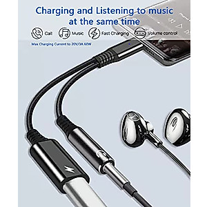Vcddom Upgraded 2 in 1 USB C to 3.5mm Headphones Adapter with PD Fast Charging Compatible for Pixel 5 4 3 2 XL, Galaxy S22 S22+ S21 S21+ S20 Note20, iPad Pro 2018 and More