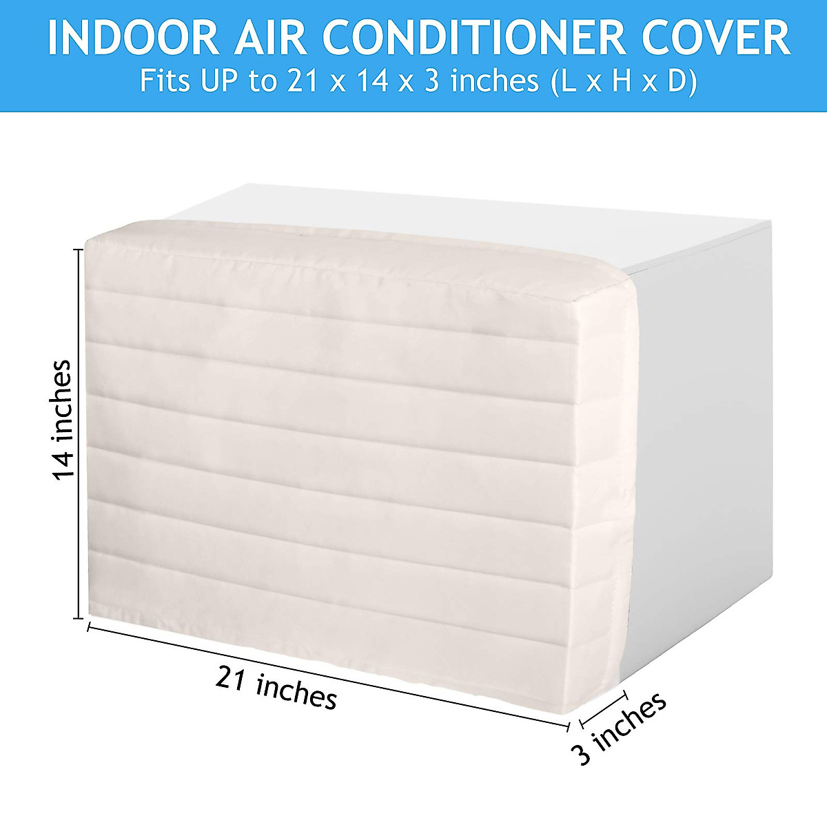 Tatuo 2 Pieces Indoor Air Conditioner Cover Inside Window Unit Double Insulation Cover with Drawstring (White, 21 x 14 x 3 Inch)