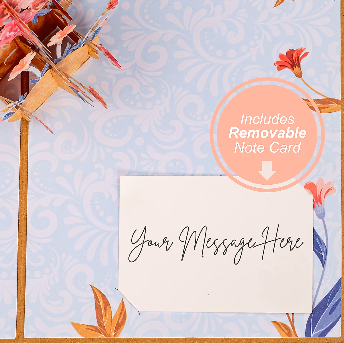 Frndly by Paper Love, 3D Floral Flamingo Pop Up Card, Gift for Birthday, Wedding, Anniversary, Mothers Day, Thank You, Get Well, All Occasion - Handcrafted 100% Recycled and Eco-Friendly, 8" x 6" Cover - Includes Envelope and Note Tag