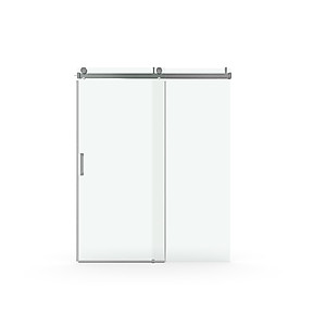 Jintop 56 to 60 in. W x 76 in. H Frameless Soft-Close Shower Door with Premium 3/8 Inch (10mm) Thick Tampered Glass,Bathtub W/Single Sliding Doors,Brushed Nickel