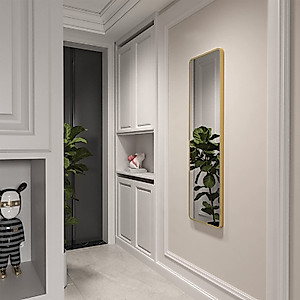 Giftgarden 47"x14" Gold Full Length Mirror Aluminum Framed, Modern Long Wall Mirror Tall Full-Body, Wall Mounted or Over The Door Hanging for Bedroom Closet Bathroom, Golden