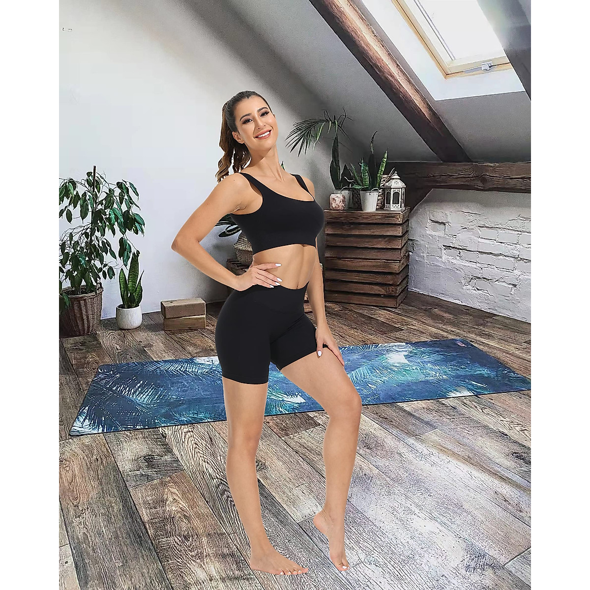 Hotexy Workout Sets for Women Active 2 Pieces Ribbed High Waisted Shorts with Seamless Sports Top Tracksuits Outfits