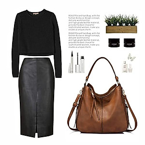 Hobo Handbags for Woman Crossbody Large Bag for Ladies Shoulder Vegan Fashion Leather Tote (Style2-Claret)