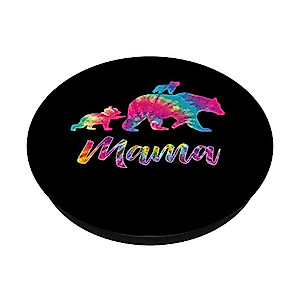 Mama Bear Shirt Tie Dye for Women Shirt Mama Bear with 2 cub PopSockets PopGrip: Swappable Grip for Phones & Tablets