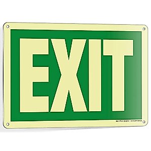 iSYFIX Exit Sign – 1 Pack 10x7 Inch – 100% Rust Free .040 Aluminum Signs, Glow in The Dark Laminated for Ultimate UV, Weather, Scratch, Water & Fade Resistance, Indoor & Outdoor Exit Sign for Exterior
