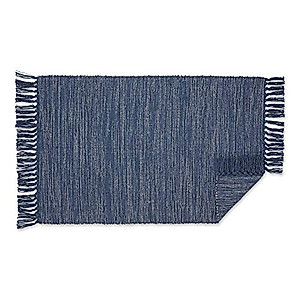 DII Woven Rugs Collection Ribbed Reversible Cotton, 2x3', French Blue & Off-White
