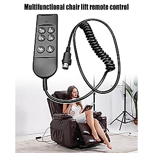 6 Button Power Lift Chair Remote Replacement with 5-Pin Plug Extension Cable, Home Recliner Hand Control Fit for Okin Golden Catnapper Dewert Limoss Power Lift Recliner Chair, (Not Fit for Lazyboy)