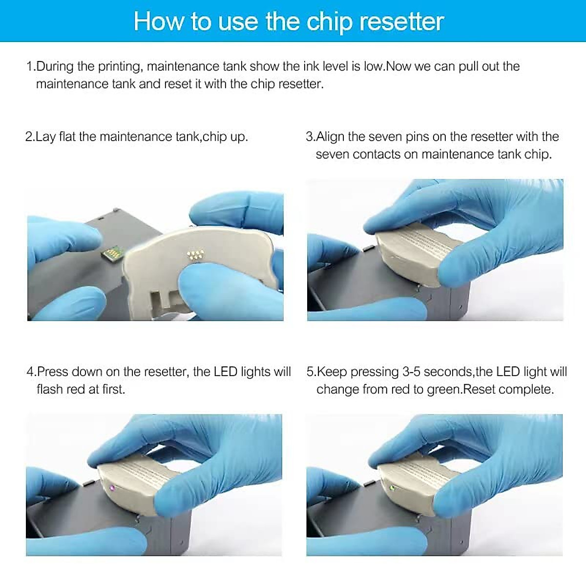 T6711 Maintenance Ink Tank Chip Resetter for Epson Workforce Pro WF-5190 WF-5690 WF-4630 WF-5110 WP-4010 WF-7710 WF-7720, white, 10*10*8cm, GP-T6711-CR