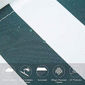 Diensweek Patio Awning Retractable 12'x10', Fully Assembled Manual Commercial Grade - Quality 100% 280G Ployester Window Door Sunshade Shelter - Deck Canopy Balcony P100 Series (Green/White Stripes)