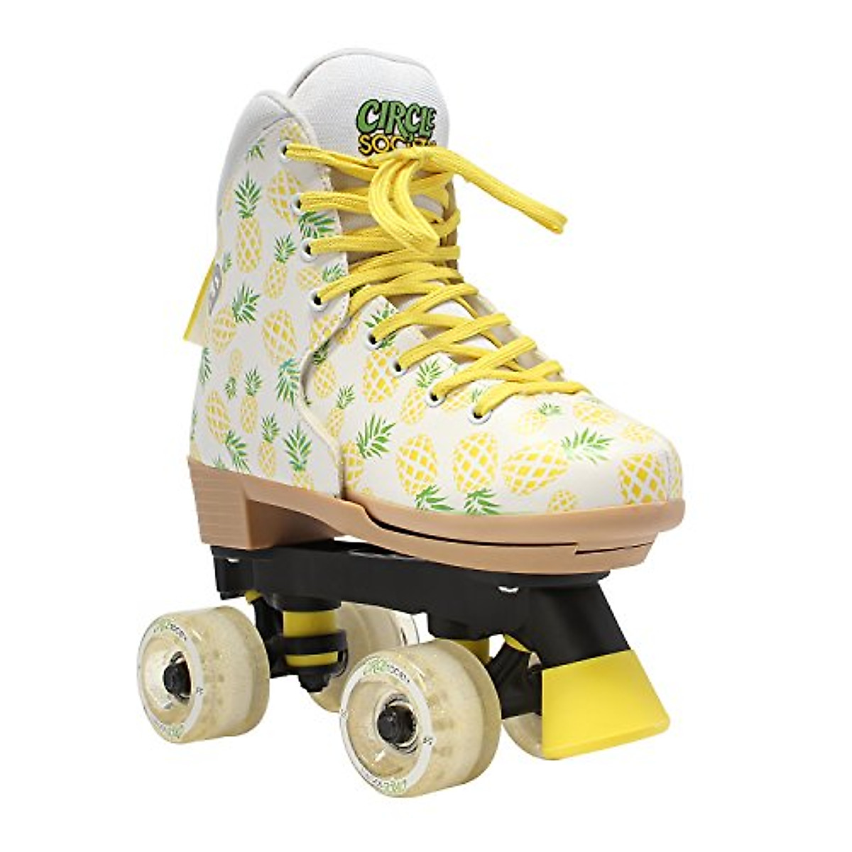 Circle Society Classic Adjustable Children's Roller Skates, 3-7 US Girls, Crushed Pineapple,White