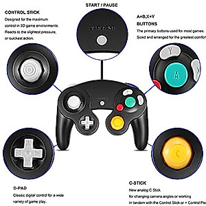 Arrocent GC Controller, Replacement for Gamecube Controller, Compatible with Wired USB Game Cube Controller/PC Windows 7 8 10 (Blue)