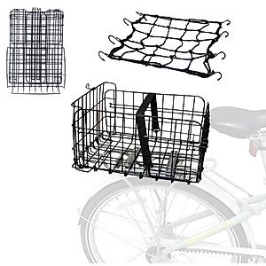 MAKELEN Folding Rear Bicycle Basket Steel Oversized Black