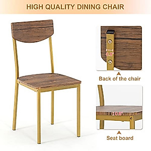 JOMEED 5 Piece Dining Table Set for 4 Kitchen Table and Chairs for 4 Space Saving Metal and Wood Rectangular Dining Table with Chairs Perfect for Dining Room, Kitchen and Small Spaces