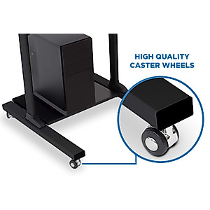 Mount-It! Mobile Standing Desk/Height Adjustable Stand Up Computer Work Station | Rolling Presentation Cart with 27.5 Inch Wide Platform, Locking Wheels