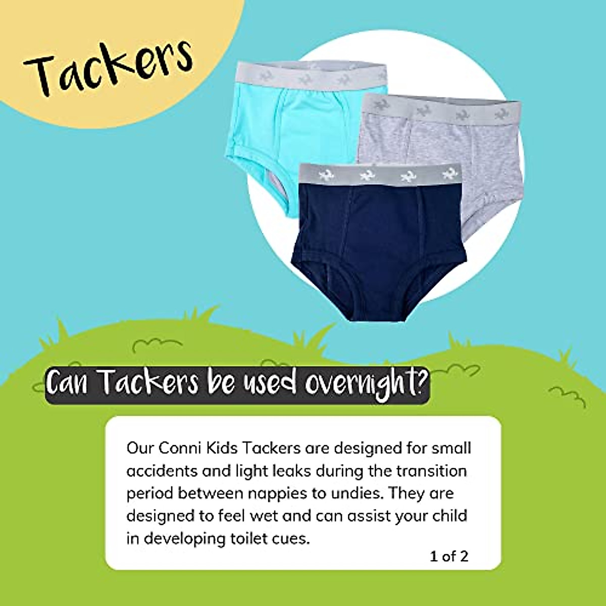 Conni Kids Training Boxer Pants | Soft Shorts Reusable Toddler Potty Training Underwear | Waterproof Easy Pull Up Youth Incontinence Navy Size 8-10