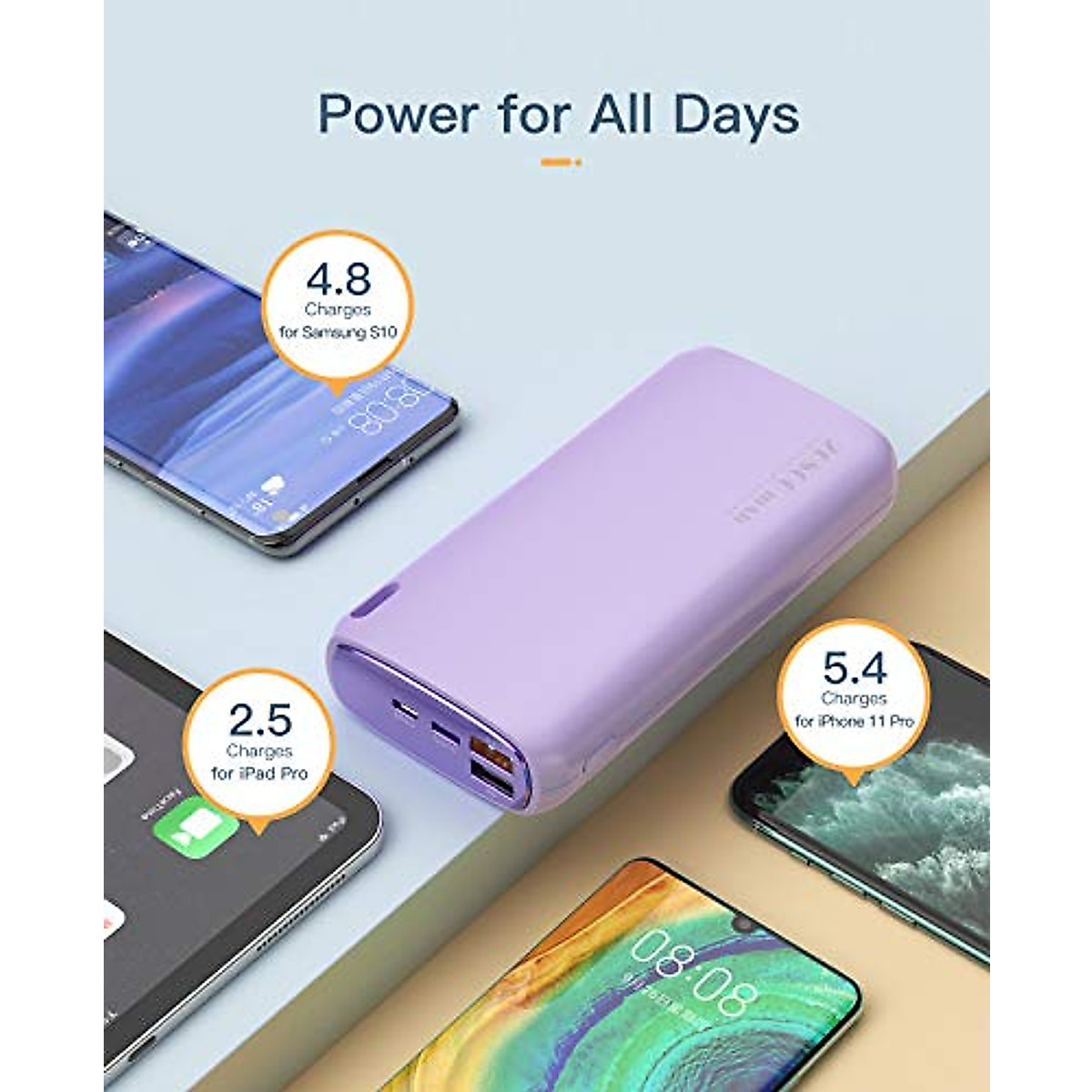 Kuulaa Portable Charger 26800mAh, High Capacity Power Bank, Dual-Input and Dual-Output Battery Pack USB C, Cell Phone Battery Chargers for iPhone, Samsung Galaxy, Google LG & etc