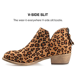 Journee Collection Womens Livvy Wide Width Back Heel Zip Stacked Heel Booties - 8 W - Leopard