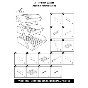Atigo 3-Tier Bamboo Fruit Baskets/Bowls Kitchen Countertop Storage. Serves as the Perfect Potato, Bread, Vegetable, Snack, Fruteros Para Cocina Organizer/Produce Holder for Your Counter
