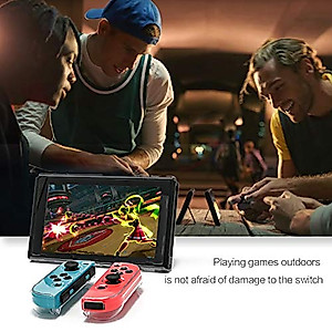 Dockable Case for Nintendo Switch, Protective Case for Nintendo Switch with a Tempered Glass Screen Protector and 6 Joy Stick Covers, Fit into the Dock Station - Clear