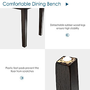 GORELAX Upholstered Dining Bench Seat with PU Leather, Button-Tufted Ottoman Accent Bench w/Rubber Wood Legs, End of Bed Bench for Bedroom, Entryway Bench for Living Room, Hallway (Grey)