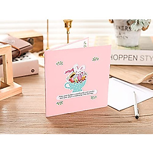Liif Teacup Easter Bunny Gift 3D Greeting Pop Up Easter Card, Happy Easter Card For Kids, Grandson, Granddaughter, Children, Boy, Girl - Cute, Funny, Religious | With Envelop