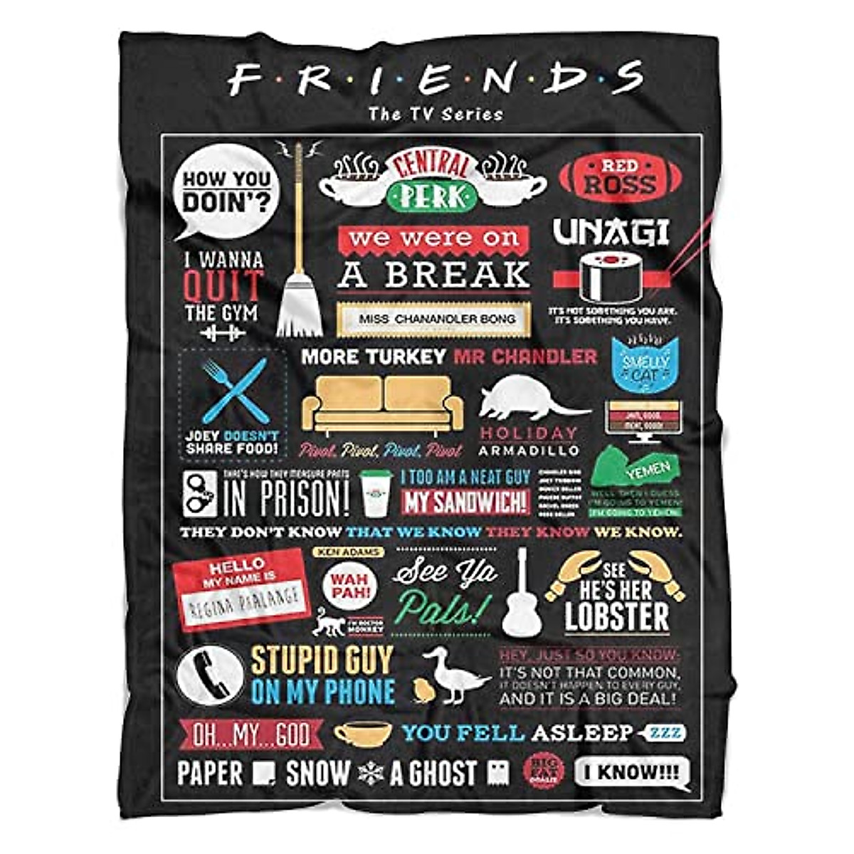 Friends Blanket Fleece Throw Blanket,Soft Warmer Flannel Blanket,Double-Layer Printed Blanket for Couch,Bedding,Sofa,Living Room and Camping 50"X40"
