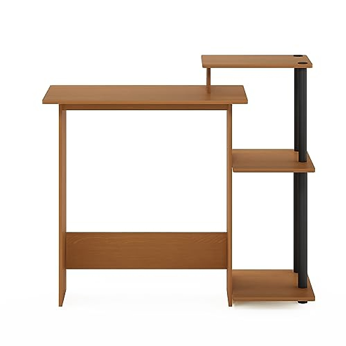 Furinno Efficient Home Laptop Notebook Computer Desk with Square Shelves, Light Cherry/Black