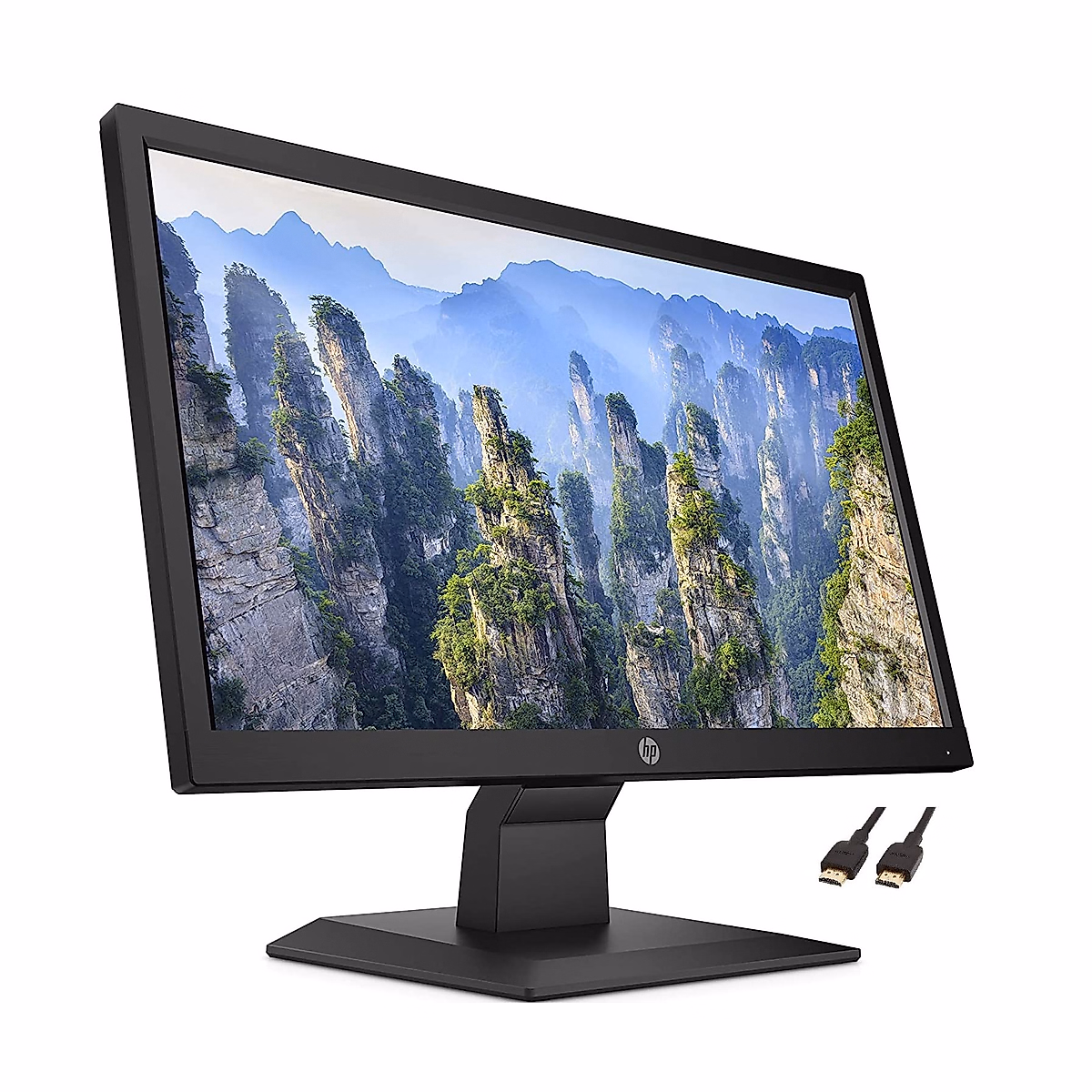 HP New V20 HD+ Compact Monitor: 19.5-inch HD+ Computer Monitor with TN Panel and Blue Light Settings, Monitor with Tiltable Screen, HDMI and VGA Port, 60Hz, TF-HDMI Cable, Black