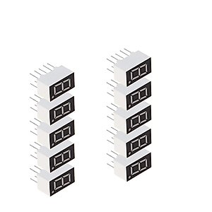 Bettomshin 10Pcs LED Digital Tube Common Anode 10 Pin 1 Bit 0.55 x 0.3 x 0.33 inch (LxWxH) 1.8" Red Display Digital 3161BS