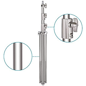 NEEWER 102"/2.6m Stainless Steel Light Stand, Spring Cushioned Heavy Duty Photography Tripod Stand with 1/4” to 3/8” Universal Screw Adapter for Strobe, LED Video Light, Ring Light, Monolight, Softbox
