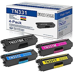 GRATLOV TN331BK TN331C TN331M TN331Y TN331 TN-331 High Yield Toner Cartridge Set Replacement for Brother HL-L8250CDN MFC- 9460CDN DCP-9050CDN Printer Toner 4 Pack (1Black+1Cyan+1Magenta+1Yellow).