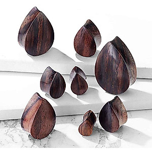 Covet Jewelry Organic Sono Wood Tear Drop Shape Double Flared Saddle Plug (3/4" (19mm))
