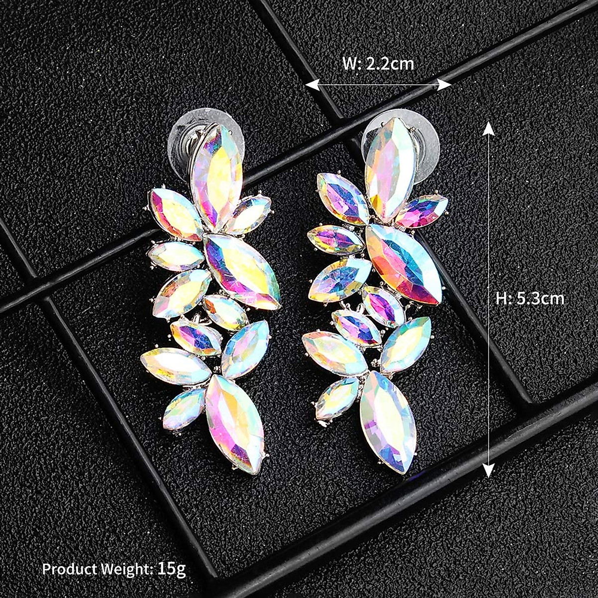 ASTRUE Rhinestone Iridescent Stud Earrings,Candy Color Dangle Drop Earrings for Women in Party Office Gift Fashion Accessory