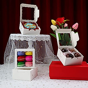 RomanticBaking 40 Pack Bakery Boxes 4x4x2 Inches Cookies Boxes Mini Bundt Cake Boxes Pie Boxes Cinnamon Roll Treat Boxes Chocolate Truffle Boxes Party Wedding Favor