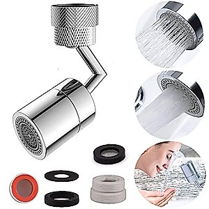 Universal Splash Filter Faucet,720 Rotating Anti-Splash Faucet Extender with 2 Faucet Adapter, Faucet Aerator Sprayer for Kitchen Sink Bathroom (0.86/0.94)