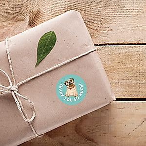 Gooji Dogs Thank You Stickers – 500Pcs Roll Dogs Thank You Stamp – 1.5 Inch Thank You Stickers for Packaging – 4 Designs – Ideal for Birthdays, Party, Small Business, Boutiques