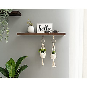 Mkono Mini Macrame Plant Car Accessories Rear View Mirrior Charm Cute Hanging Rearview Car Decor Boho Hanger with Artificial Succulent Plants Gifts for Plant Lover Set of 2, White