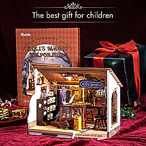 Rolife DIY Miniature House Kits, Tiny House for Adults to Build, Mayberry Street Miniature Model Kits with Lights, DIY Crafts/Birthday Gifts/Home Decor for Family and Friends (Kiki's Magic Emporium)