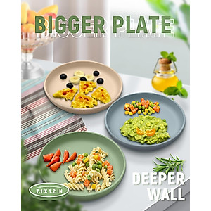 BRVTOT Classic Toddler Plate with Suction 3 PCS, Baby Suction Plates Set BPA Free Food Grade Silicone Plates for Baby Toddler Kids, Spill Proof Dinner Dishes Dishwasher Safe