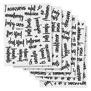 Talented Kitchen 192 Preprinted Bathroom Labels for Containers - Black Script Stickers for Organizer Bins, Bath, Beauty Canisters, and Makeup Storage Organization (Water Resistant)