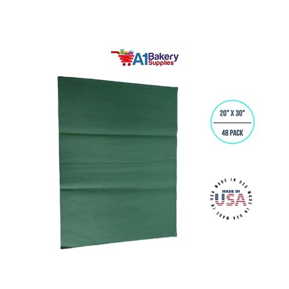 A1 Bakery Supplies Forest Green Gift Wrap Tissue Paper 20 Inch X 30 Inch - 48 Sheets Premium tissue paper