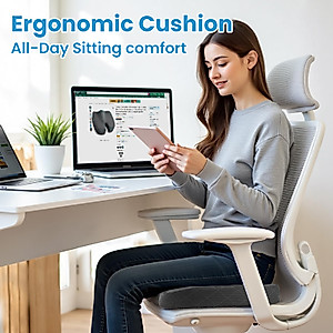 TushGuard Seat Cushion, Office Chair Cushions, Car Seat Cushion, Non-Slip Sciatica & Back Coccyx Tailbone Pain Relief Chair Pad, Memory Foam Butt Pillow for Computer Desk, Wheelchair, Driving (Grey)