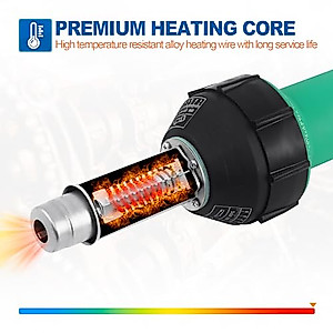 Iglobalbuy 110V 1600W Hot Air Plastic Welding Welder, Handheld Hot Air Vinyl PVC TPO Heating Welding Gun w/Nozzles Adjustable Temperature Roofing Welder Kit