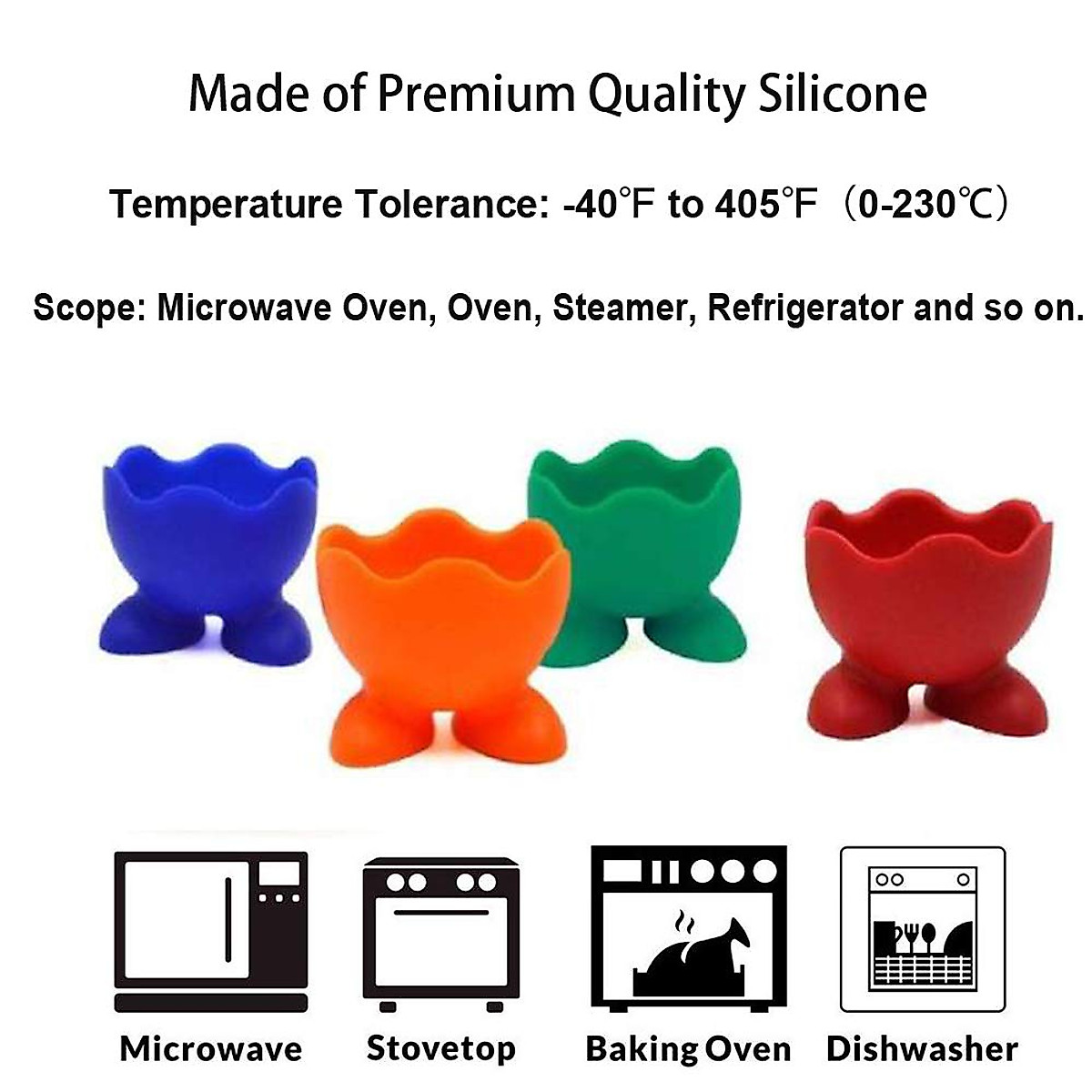 JOINSI 4Pcs Silicone Egg Cups Stands Holders for Serving Hard and Soft Boiled Eggs, Random Color