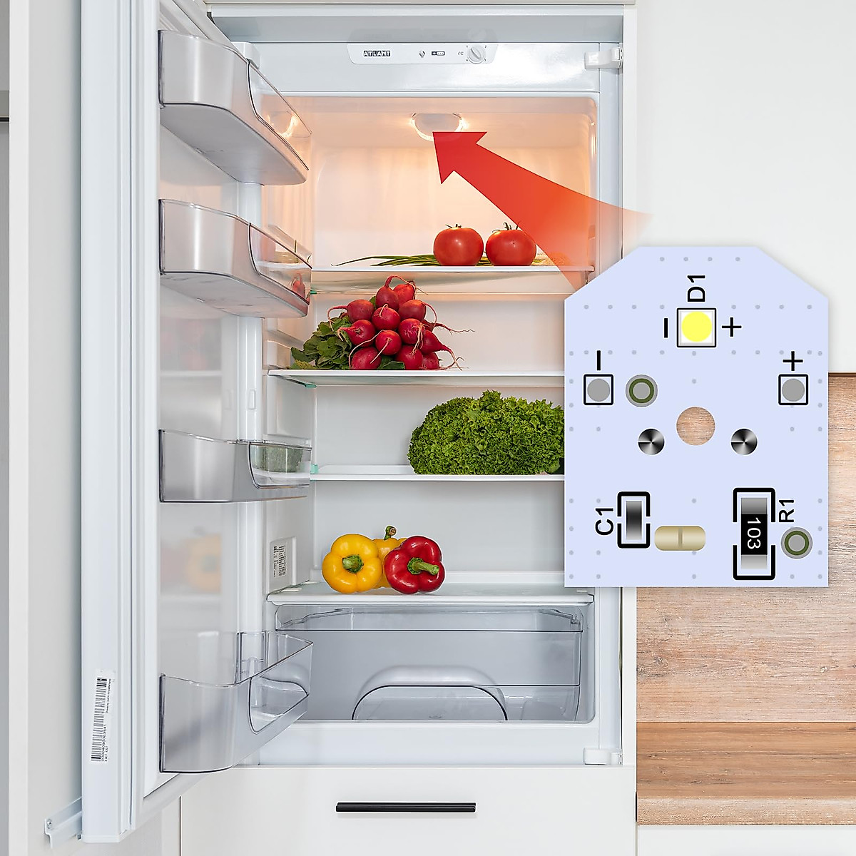 WR55X11132 Led Light Replace 3033142 PS4704284 WR55X25754 WR55X26486 for GE Refrigerator Light Bulb 1Pack